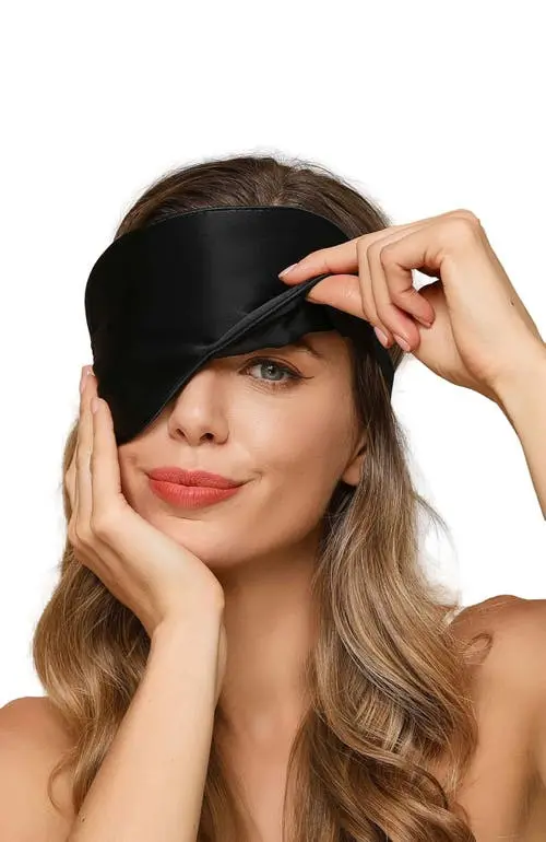 SILKSILKY 2 Pcs Silk Elastic Band Sleep Eye Mask Set - Black/red