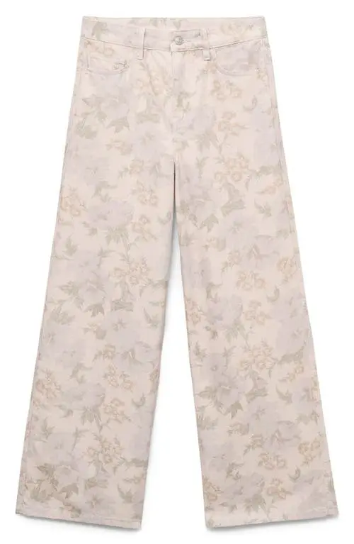 Mango Floral Print Wide Leg Jeans