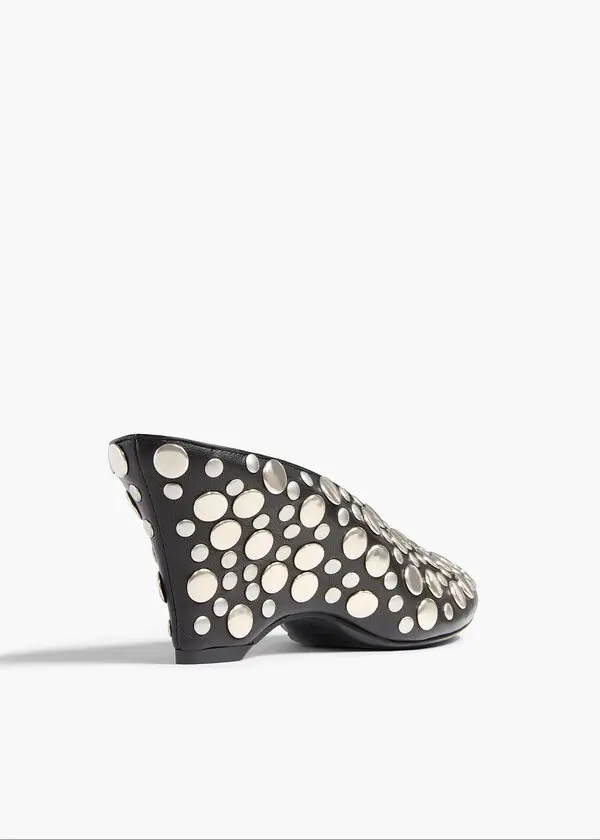 Khaite Cloak Wedge In Leather With Silver Studs - Black