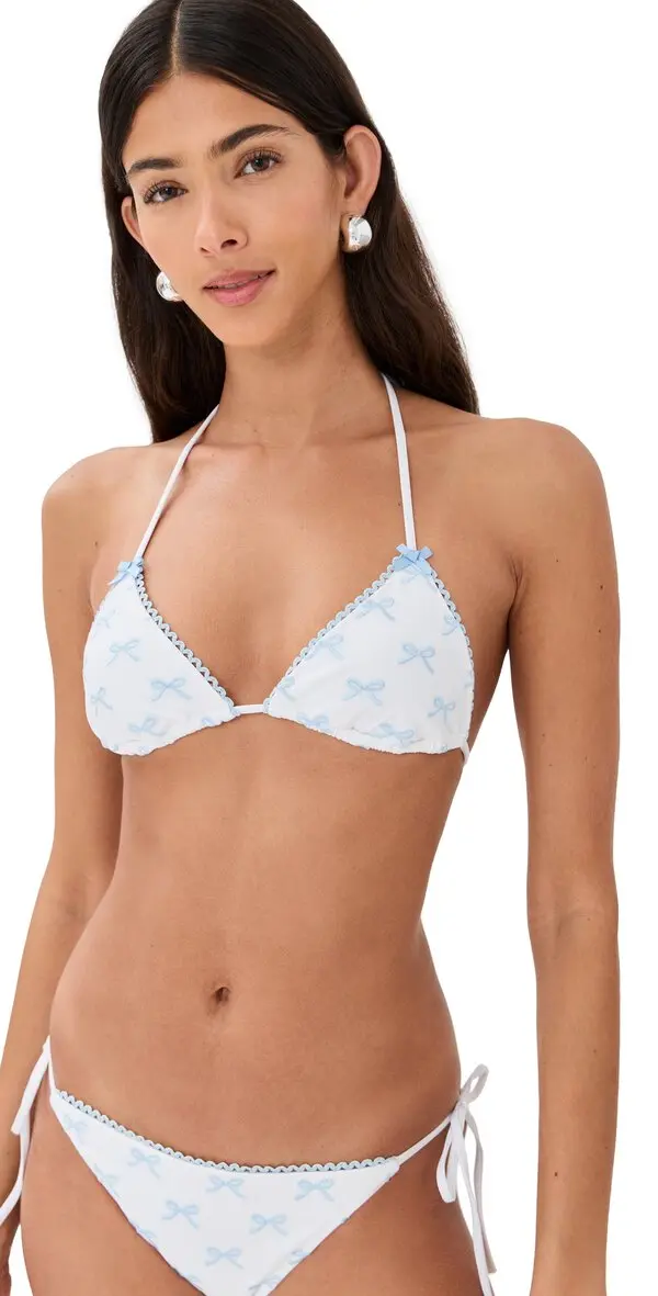Solid & Striped X The Summer I Turned Pretty The Iris Bikini Top - Embroidered Bows