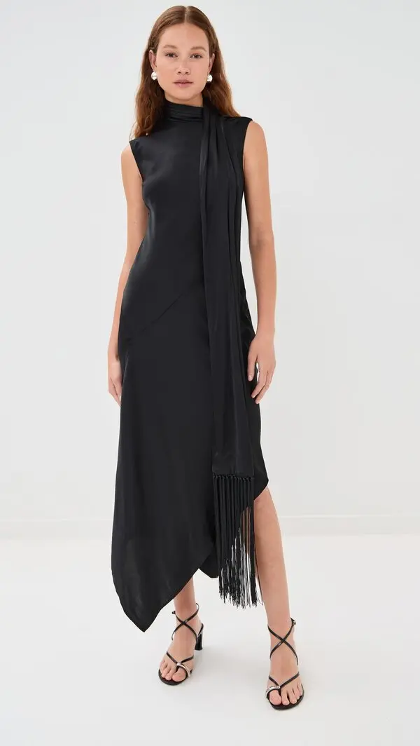 Acne Studios Viscose Soft Satin Tunic Dress - Black - 40% Off | Editorialist