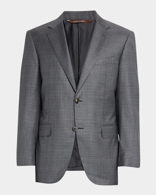 Canali Wool And Silk Tonal Plaid Two-piece Suit - Grey