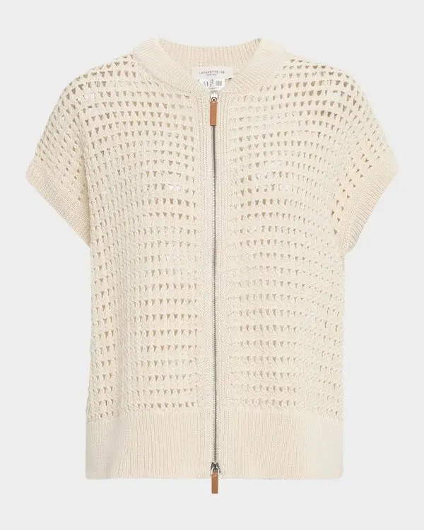 Lafayette 148 New York Open-knit Cotton Vest - Pebble