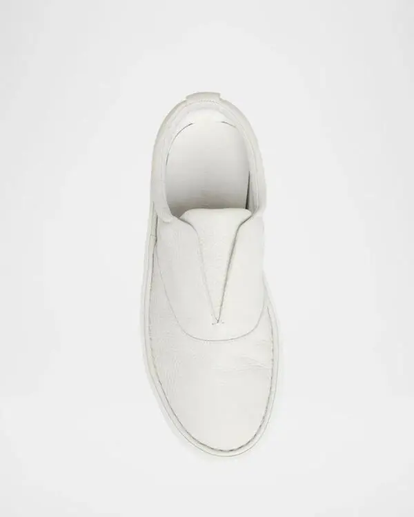 Giorgio Armani Grained Deerskin Slip-on Sneakers - White