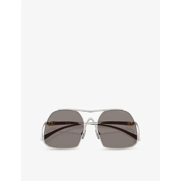 Miu Miu Square-frame Metal Sunglasses - Silver