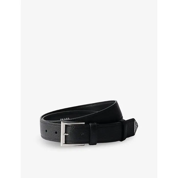 Prada Brand-plaque Leather Belt - Black