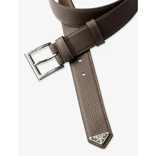 Prada Brand-plaque Leather Belt - Grey