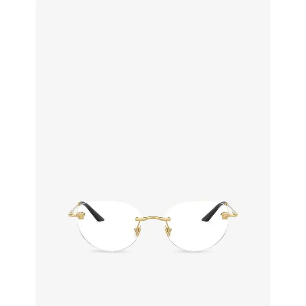 Versace Ve1305 Round-frame Optical Glasses - Gold