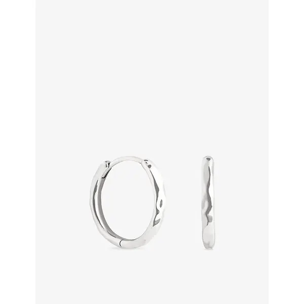 ASTRID & MIYU 18ct Yellow Gold-plated Sterling-silver Hoop Earrings - Rhodium P Silver