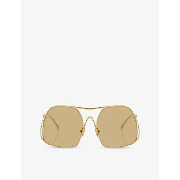 Miu Miu Square-frame Metal Sunglasses - Gold