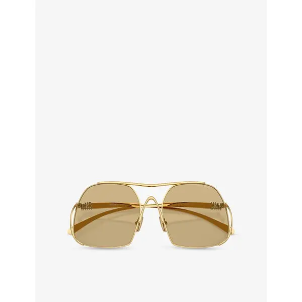 Miu Miu Square-frame Metal Sunglasses - Gold