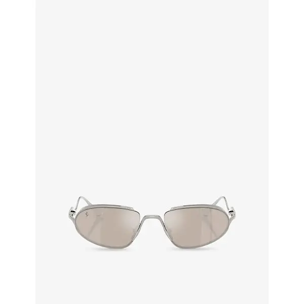 FERRARI Oval-frame Metal Sunglasses - Silver