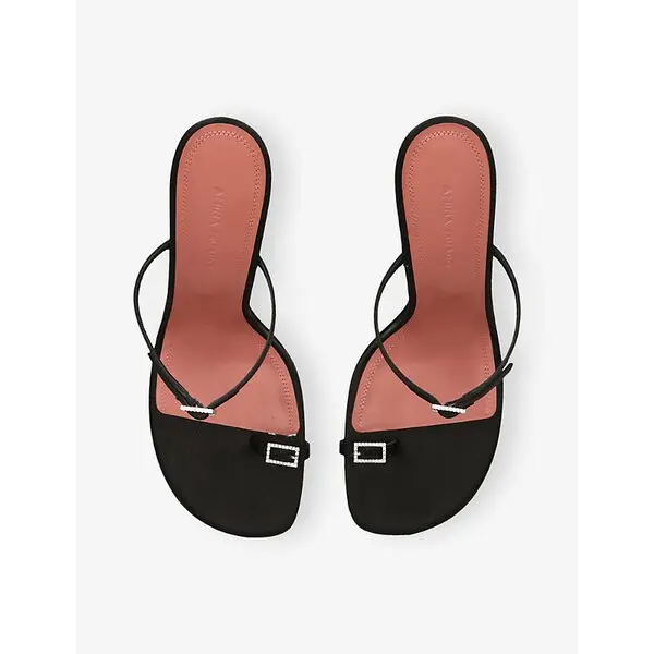 Amina Muaddi Adut Thong 105 Leather Heeled Sandals