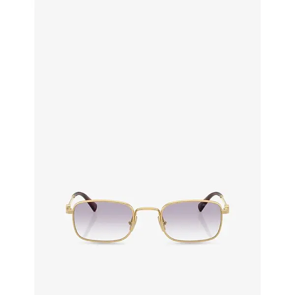 Miu Miu Square-frame Metal Sunglasses - Gold