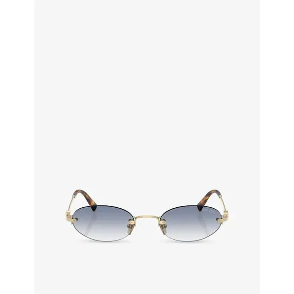 Miu Miu Oval-frame Metal Sunglasses - Gold