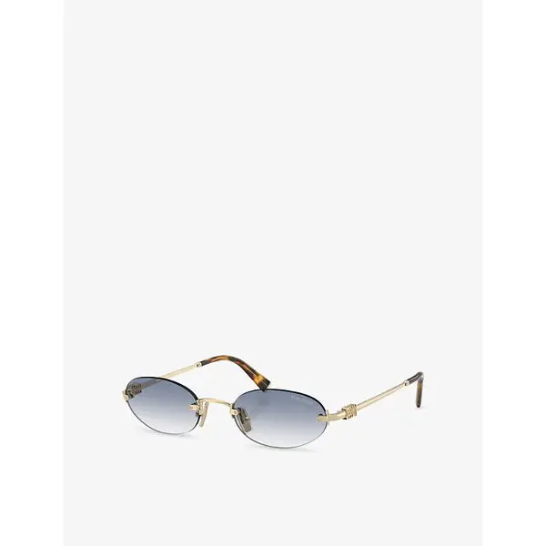 Miu Miu Oval-frame Metal Sunglasses - Gold