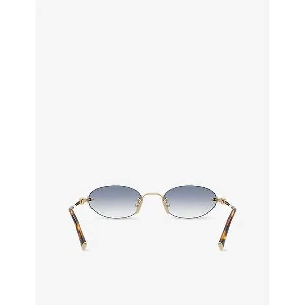 Miu Miu Oval-frame Metal Sunglasses - Gold