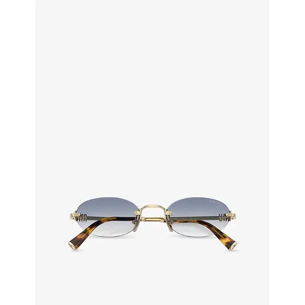 Miu Miu Oval-frame Metal Sunglasses - Gold