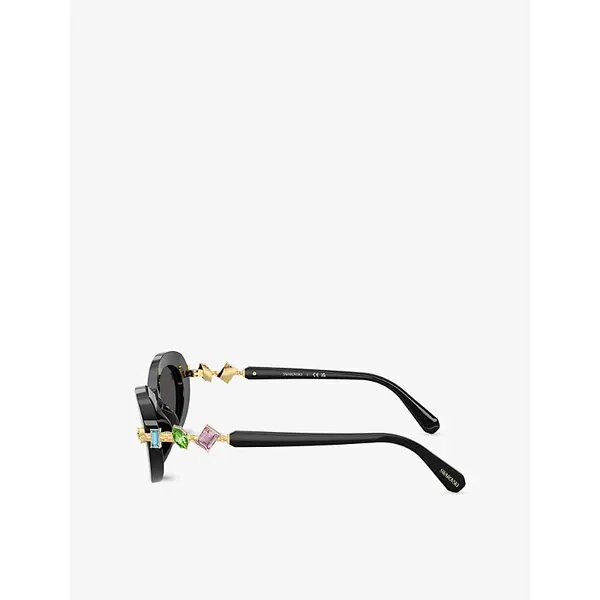 SWAROVSKI Oval-frame Acetate Sunglasses - Black