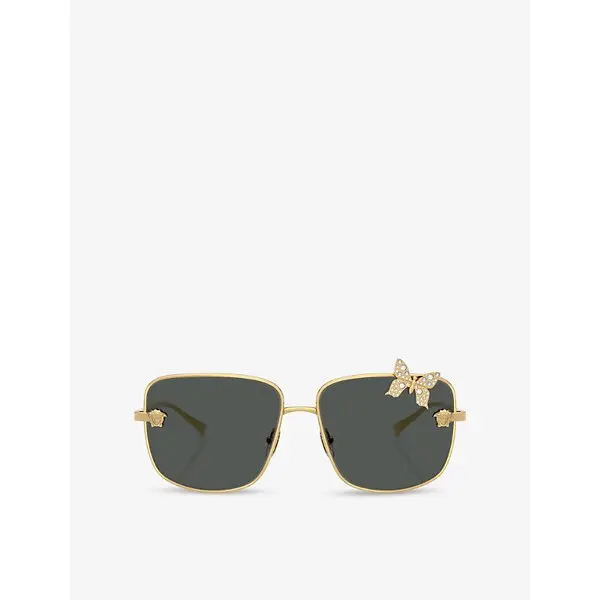 Versace Ve2282 Square Sunglasses - Gold