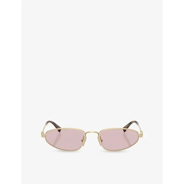 Miu Miu Oval-frame Metal Sunglasses - Gold