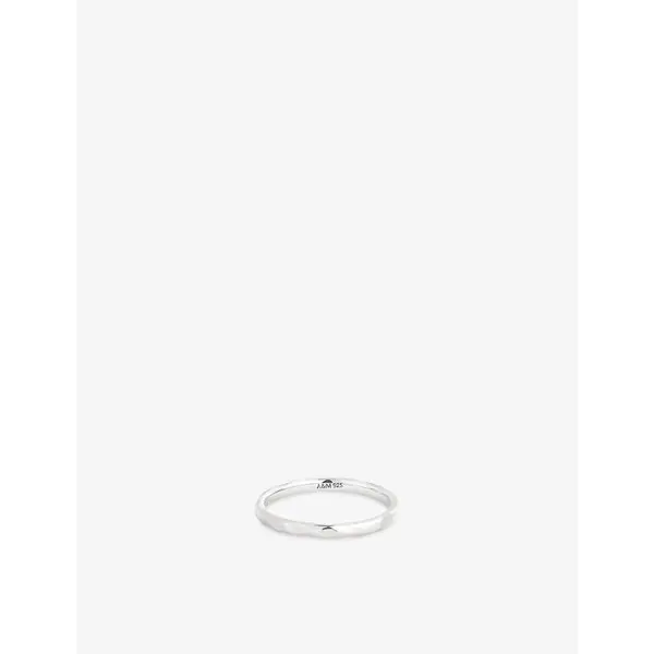 ASTRID & MIYU Molten Textured Rhodium-plated Sterling-silver Band Ring - Rhodium P Silver