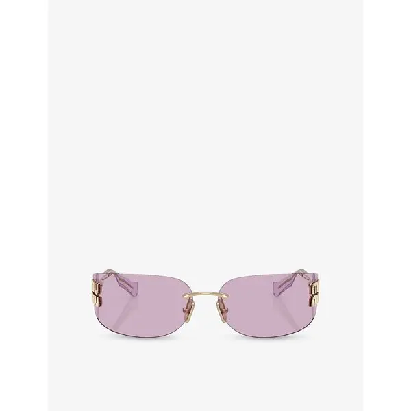 Miu Miu Square-frame Metal Sunglasses - Gold