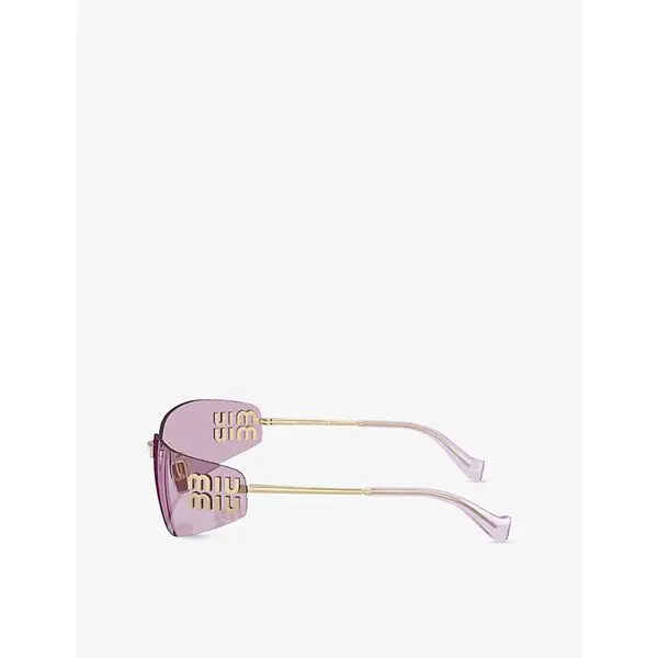 Miu Miu Square-frame Metal Sunglasses - Gold