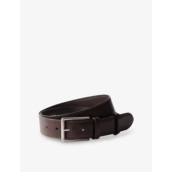 Prada Brand-engraved Antiqued Leather Belt - Brown