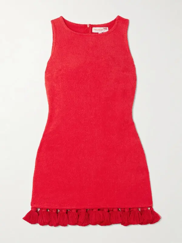 CAP D’ANTIBES Tasseled Cotton-terry Mini Dress