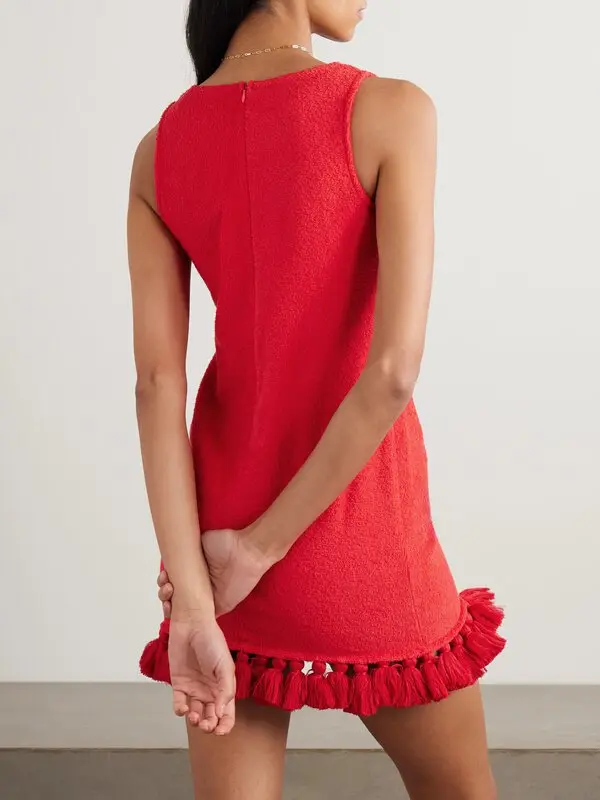 CAP D’ANTIBES Tasseled Cotton-terry Mini Dress