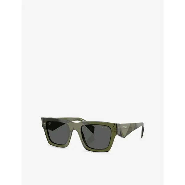 Prada Rectangle-frame Acetate Sunglasses - Green