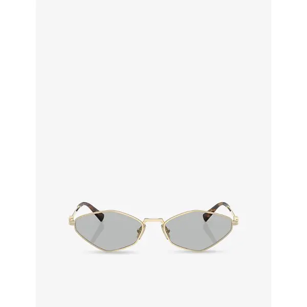 Miu Miu Mu 56zs Oval-frame Metal Sunglasses - Gold