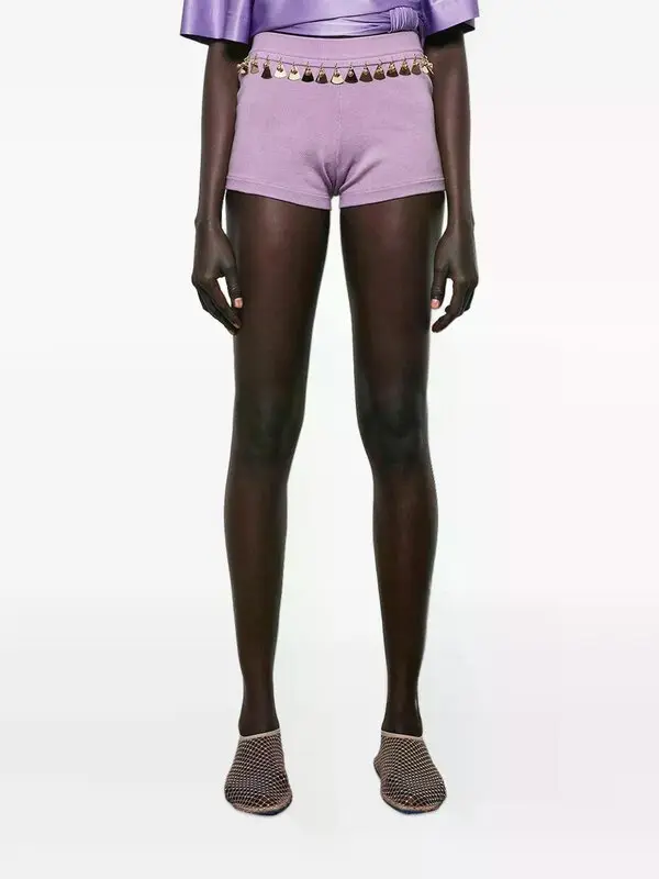 Rabanne Embellished Knit Shorts - Purple