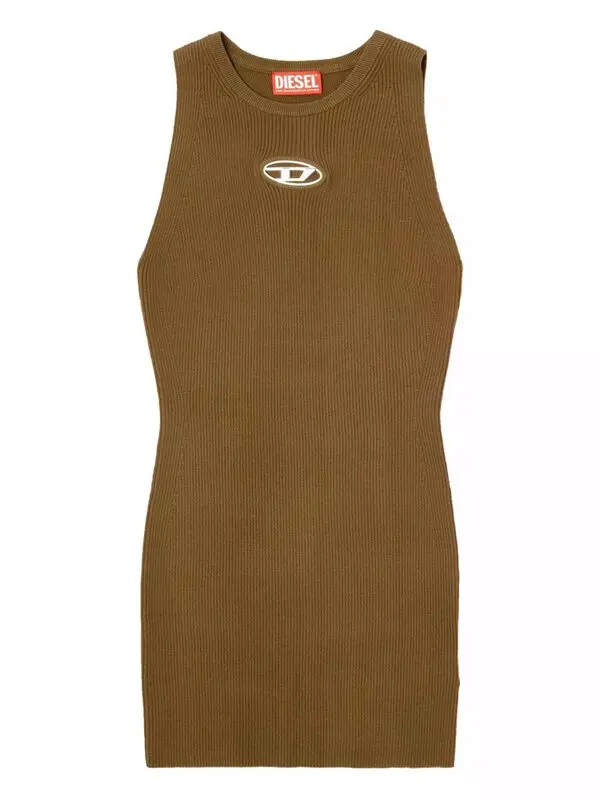 DIESEL® Metallic-logo Ribbed Dress - Brown