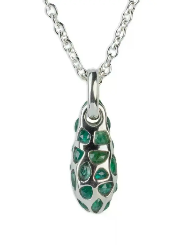 PARTS OF FOUR Emerald Pavé Pendant Necklace - Silver