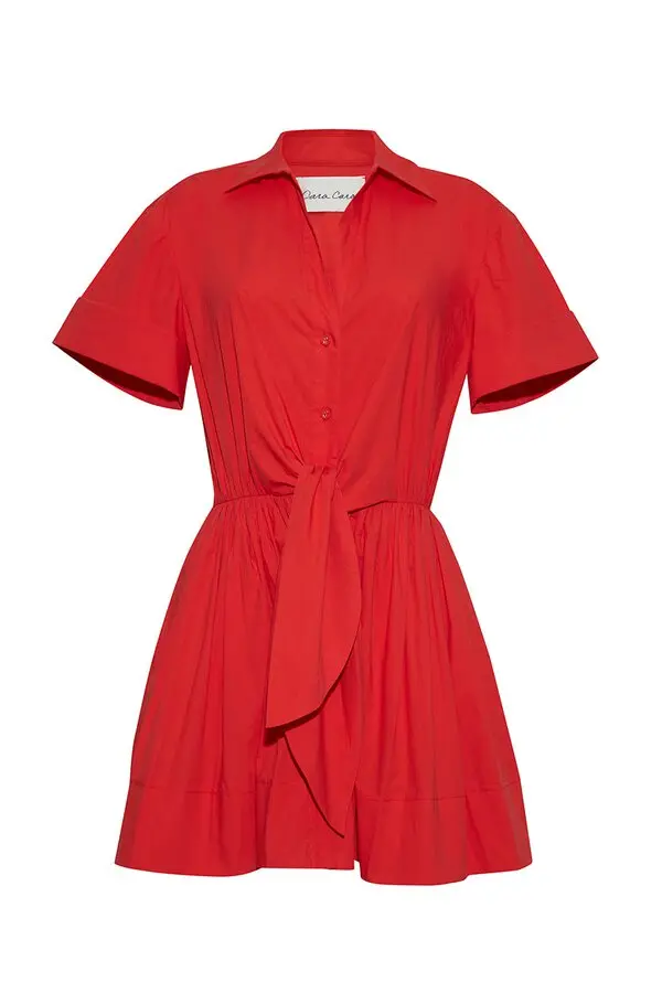 Cara Cara Asbury Polka-Dot Mini Dress - Red - 60% Off | Editorialist