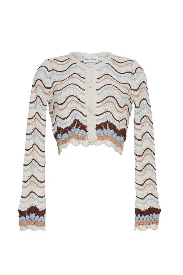 Cara Cara Jolene Crochet Cardigan - Ivory Wave Multi Crochet