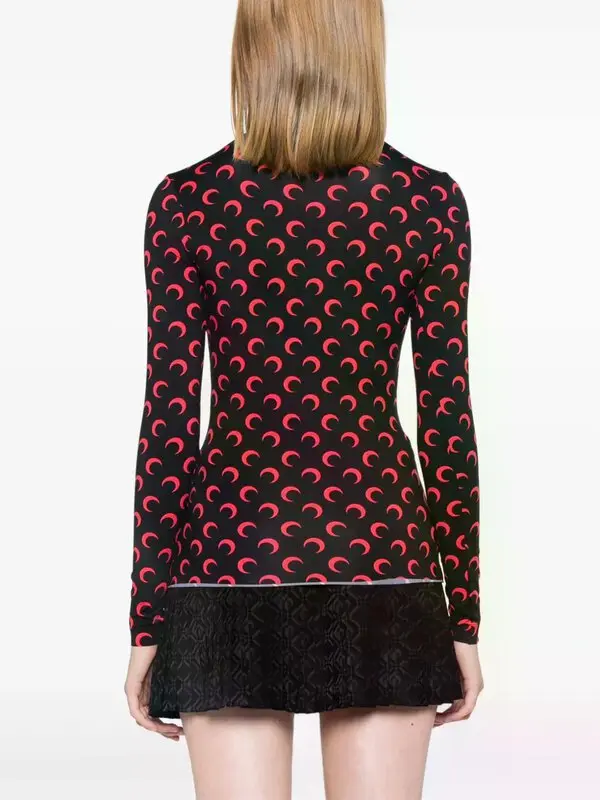 MARINE SERRE Moon-print Jersey Long-sleeve T-shirt - Black