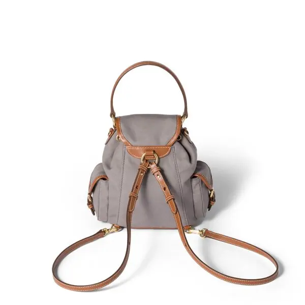 Miu Miu Canvas And Leather Backpack - Aluminum/brandy