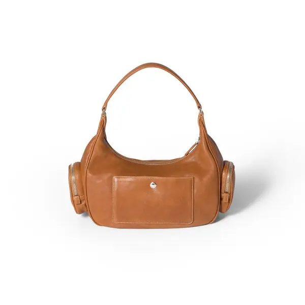 Miu Miu Pocket Nappa Leather Shoulder Bag - Caramel