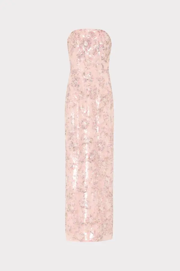 MILLY Jasmine Strapless Maxi Gown - Blush