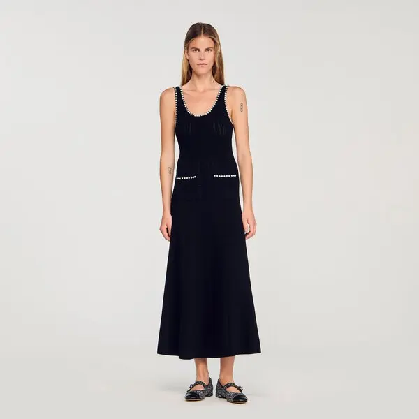 Sandro Beaded Knit Maxi Dress