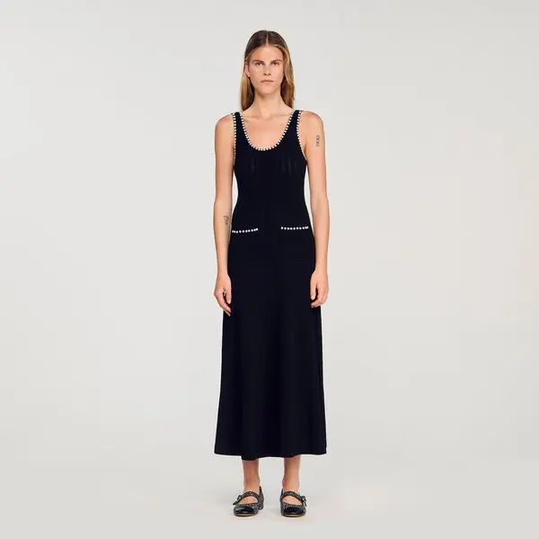 Sandro Beaded Knit Maxi Dress