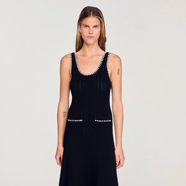 Sandro Beaded Knit Maxi Dress