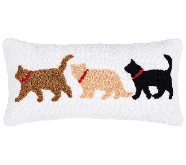 VALERIE PARR HILL 24' X 12' Cat Trio Hooked Throw Pillow Valer Ie - One-color