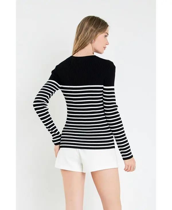 English Factory Stripe Long Sleeve Knit Top