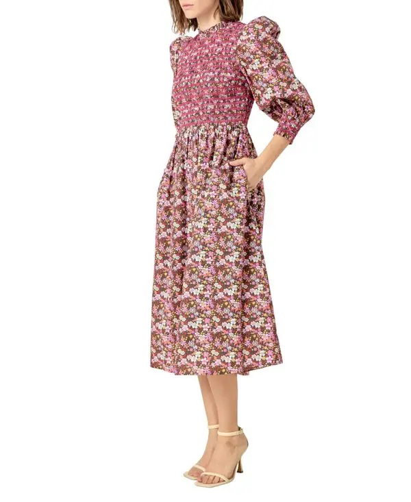 English Factory Smocked Midi Dress
