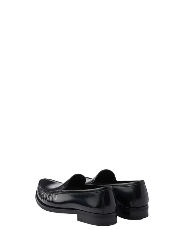 Prada Brushed Leather Loafers - Charcoal