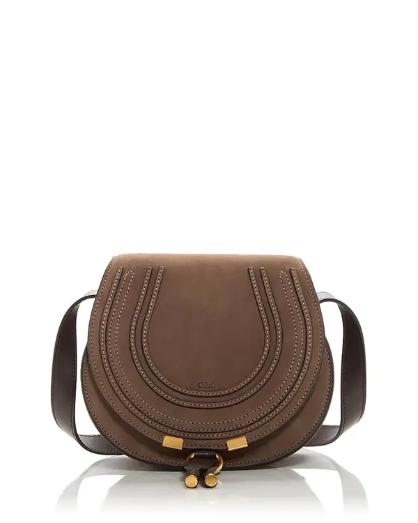 Chloé Marcie Small Saddle Bag - Flannel Gray Suede